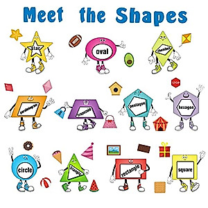 IARTTOP Colorful Shapes Wall Stickers, Educational Learning Geometry Wall Decals, Removable Wall Stickers for Kids Bedroom Preschool Kids Playroom Nursery Wall Decor Toddler Classroom Decoration
