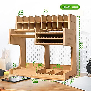 Bucasso Model Paint Rack, Model Tool Storage Rack, MDF Material, Wooden Paint Organizer, Brush Storage, Dedicated Paint Rack, Brush/Tool Holder, Suitable for Tamiya GSI AV Paints and Model Tools, GK1