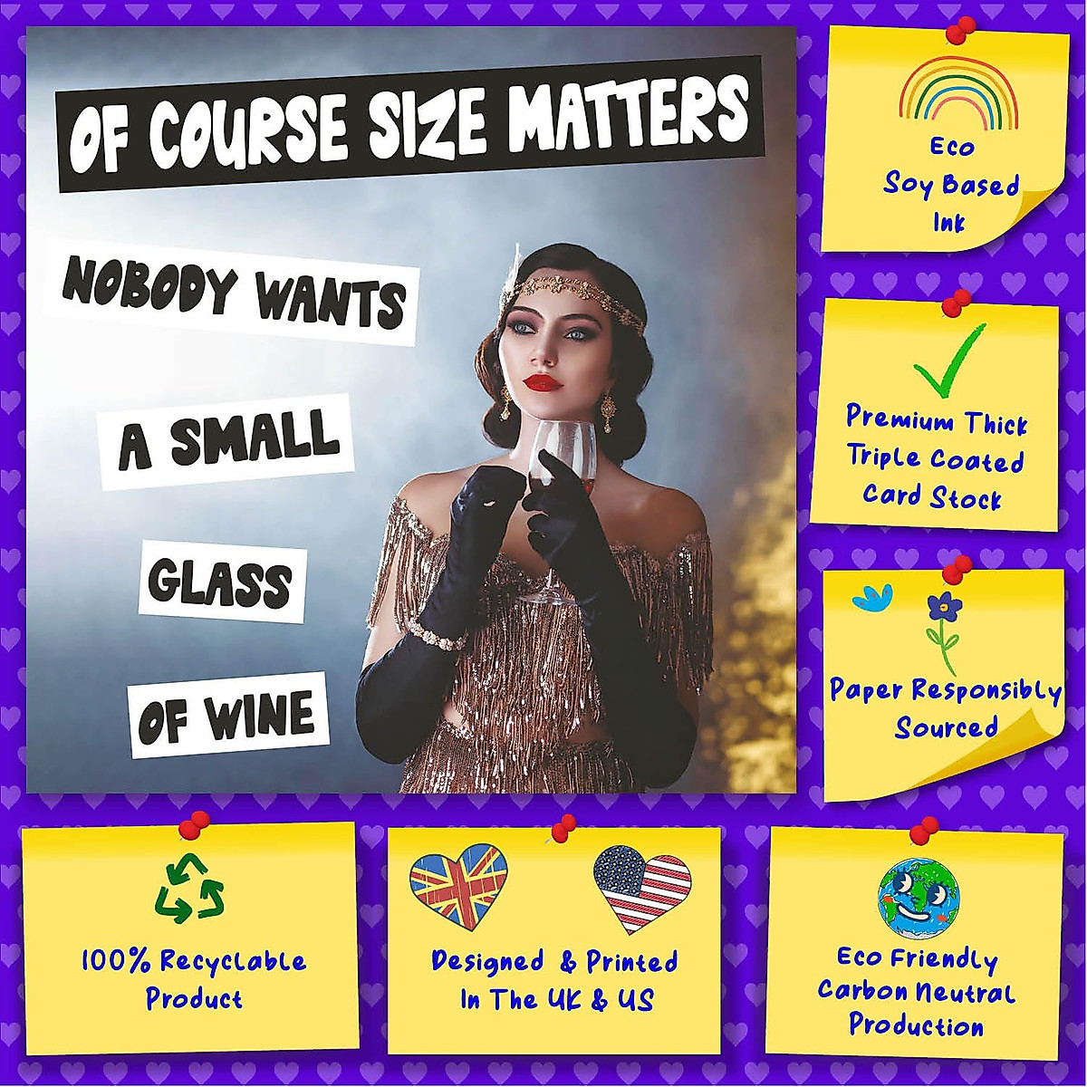 Cult Kitty - Size Matters - Rude Birthday Card for Women - Funny Birthday Card for Women - Humorous, Naughty Birthday Card for Her: Wife, Sister, Mom & Best Friend