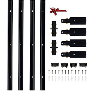 Bravsekai H Track Lighting Live End Cord Kit,Track Live End Connector with 4.9FT Cord Plug,Flame Retardant Material Track Accessory for H Type Single (Black Live End Cord Kit)