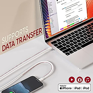 TALK WORKS Fast-Charge USB C to Lightning Cable MFi-Certified for Apple iPhone 13, 12, 11 Pro/Max/Mini, XR, XS/Max, X, 8, 7, 6, 5, SE, iPad, AirPods, Watch - 10ft Long, Heavy-Duty Cord, White