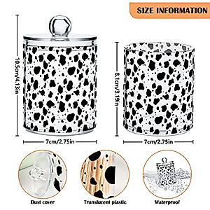 xigua 4 Pack Cow Print Qtip Holder Dispenser with Lids 14 oz Bathroom Storage Organizer Set,Clear Apothecary Jars Food Storage Containers for Tea,Coffee,Cotton Ball,Cotton Swab,Floss
