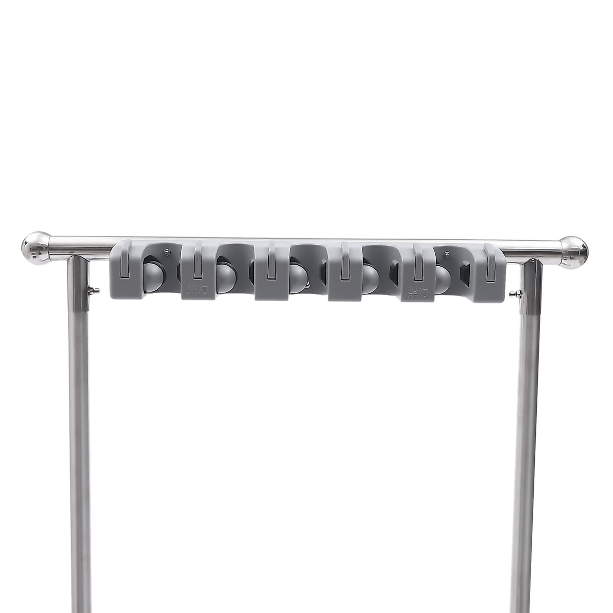 Wet Mops Rack Movable Broom Holder, Movable Closet Storage Cabinet Mop Rack with 5 Slots 6-Hook, Floor Standing Cleaning Tool Rack for Garden Garage Schools Hotels Hospitals Property Companies