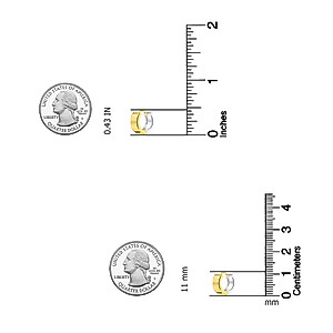 LeCalla Sterling Silver Jewelry SMALL Italian Yellow Gold-Plated Reversible Huggie Hoop Earrings for Women 11MM
