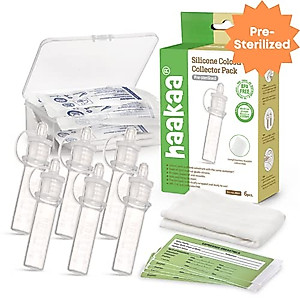 Haakaa Silicone Colostrum Collector Set with Clear PP Storage Case 4 ml, 6 PK, Pre-Sterilized
