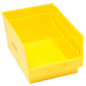 MDMprint Shelf Storage Bin, Yellow, Polypropylene, 11 5/8 in L x 8 3/8 in W x 8 in H, 60 lb Load Capacity