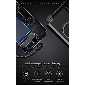 USB 90 Degree Right Angle Design Gaming LED Nylon Braided Sync Charge Double Size USB Reversible Data 6FT/1.8M Cable Compatible New Phone/Pad/Pod (3 Pack Black, 6FT)