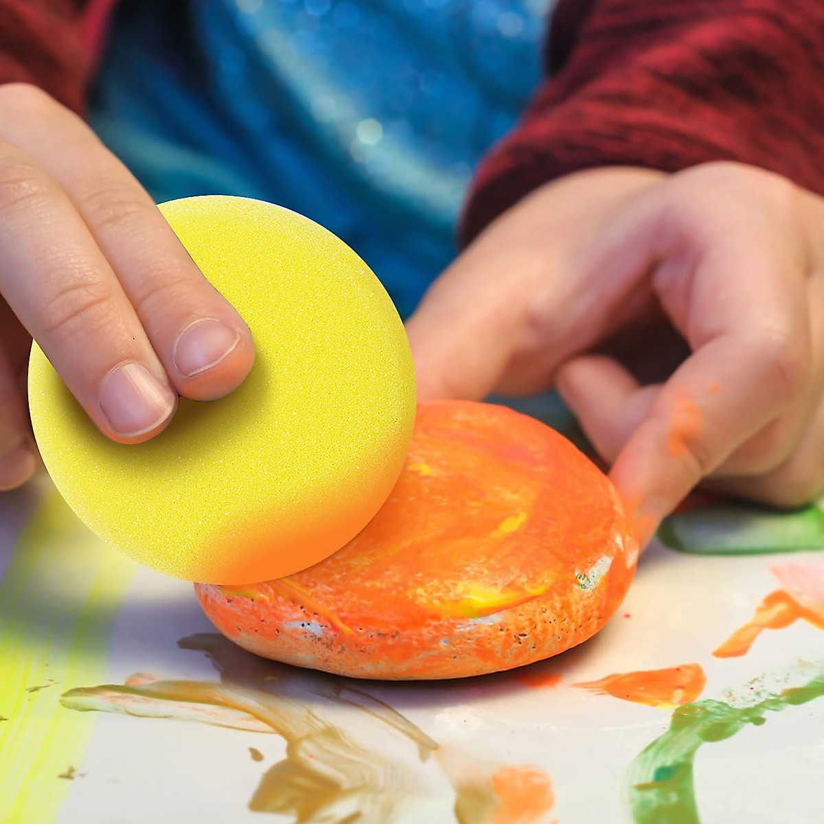 Hapy Shop 24 Pack Round Painting Sponge Synthetic Artist Sponges Ceramic Sponges for Painting, Crafts, Ceramics, Household Use and More, 2.8 Inch