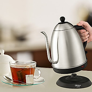 Osaka, 1.5 Liter Electric Quick Boil Gooseneck Water Kettle for Drip Coffee – Accurate Flow Control And Fully Stainless Steel Interior Tea Kettle - Perfect For Manually Brewed Pour Over Coffee and Tea