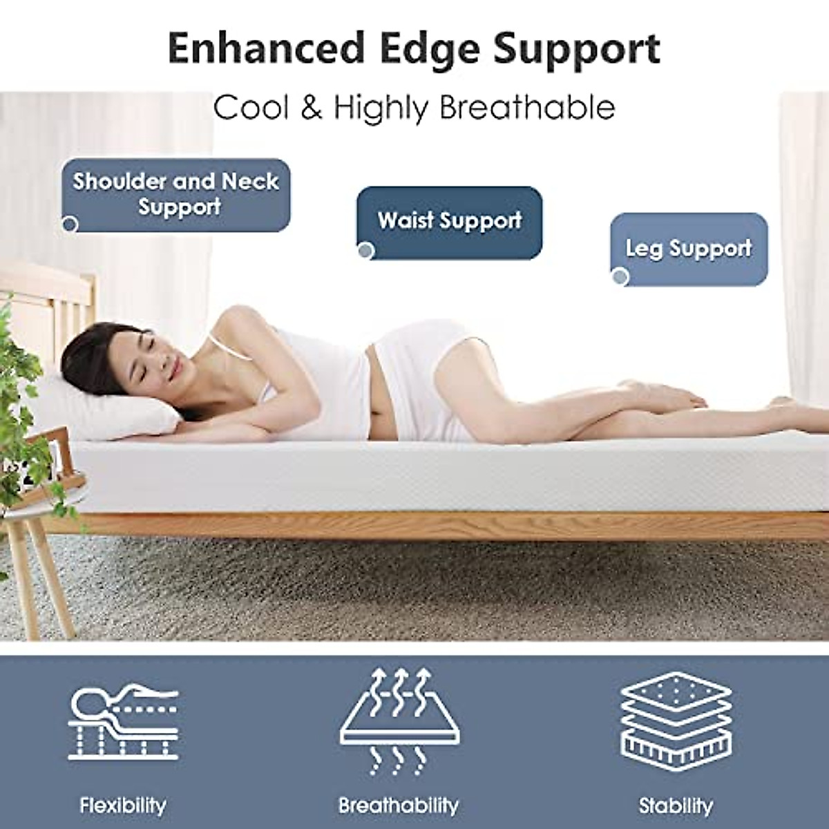 Queen Size Mattress 10 Inch Gel Memory Foam Mattress Medium-Firm Mattress Bed in a Box for Soundly Sleep CertiPUR-US Pressure Relieving