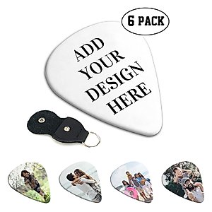Custom Guitar Pick Personalized Guitar Picks Design Your Own Text Name Photo Wear Resistant Gifts for Dad Guitar Player Boyfriend Guitar Accessories for Acoustic Guitar Ukulele (0.71mm)