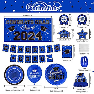 Blue Themed 2025 Graduation Decorations Set - Congrats Grad Banner, Class of 2025 Backdrop, Balloons & Streamers Kit - Complete Party Supplies for High School & College Celebrations