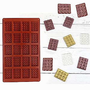 HYCSC Silicone Waffle Mold, 20 Cavities Mini Square Waffle Maker Silicone Mold, Non-Stick Waffle Tray for Making Waffle Cookie, Chocolate, Candy, Soap, Wax Mold(2Pcs)