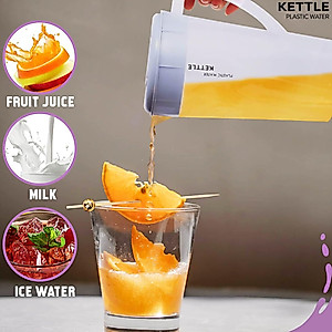 3 Litre/0.79 Gallon Plastic Pitcher with LidBPA-FREE Eco-Friendly juice containers with lids Water Jug for Hot/Cold Juice Beverage Ice Tea Kettle 102 oz Transparent