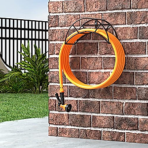 Hongmai Garden Hose Holder Freestanding, Heavy Duty Water Hose Hanger Hose Reel for Outdoor, Detachable Metal Hose Stand Hose Rack Hose Storage for Garden Lawn Yard (Black A)