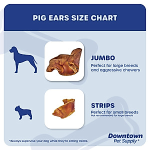 Downtown Pet Supply - Jumbo Pig Ears - Dog Dental Treats & Rawhide-Free Dog Chews - Healthy Coat & Skin Care, Cholesterol & Heart Health Dog Treats - Protein, Vitamins & Minerals - 5 Pack