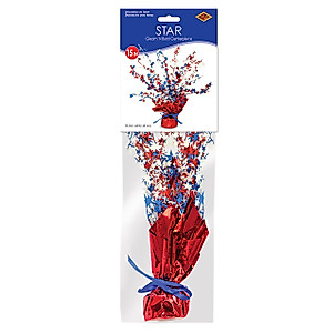 Beistle Metallic Plastic USA Patriotic Star Gleam ‘N Burst Centerpiece – American 4th Of July Decorations , Red White and Blue