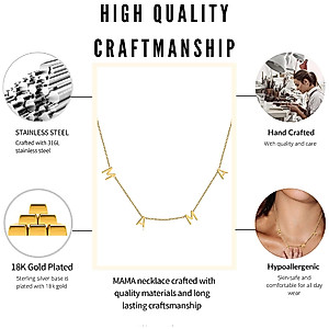 RWQIAN Gold Mama Necklace for Women Mama Pendant Necklace Gifts for New Mom,Mom To Be Necklace Gift for First Mother's Day Mom's Birthday Expecting Mom Gifts