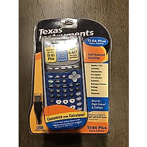 Texas Instruments TI-84 Plus Silver Edition Graphing Calculator - BLUE (Renewed)