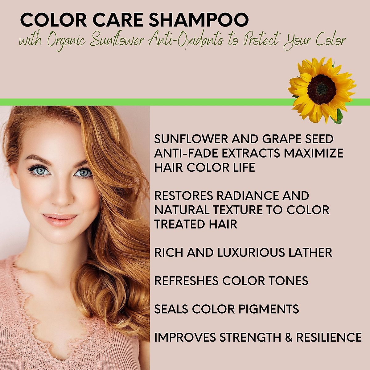 DermOrganic Color Care with Sunflower Anti-Fade Extract - Sulfate-Free - SHAMPOO 17 fl.oz