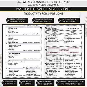 Life & Work Planner - 12 Month Goal Planner, Productivity Planner to Increase Happiness, Daily, Weekly Planner & Monthly Planner, Gratitude Journal, Undated Planner, A5 Size - Horizontal Planner