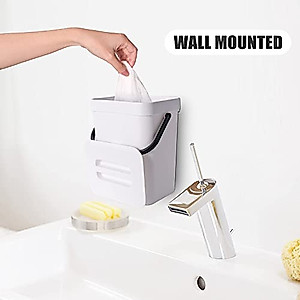 Cesun Small Trash Can with Lid Mini Kitchen Hanging Trash Can Tightly Sealed Odor Free, Small Countertop Compost Bin for Scraps from Daily Cooking, Mountable Trash Bin for Kitchen Counter, 3L White