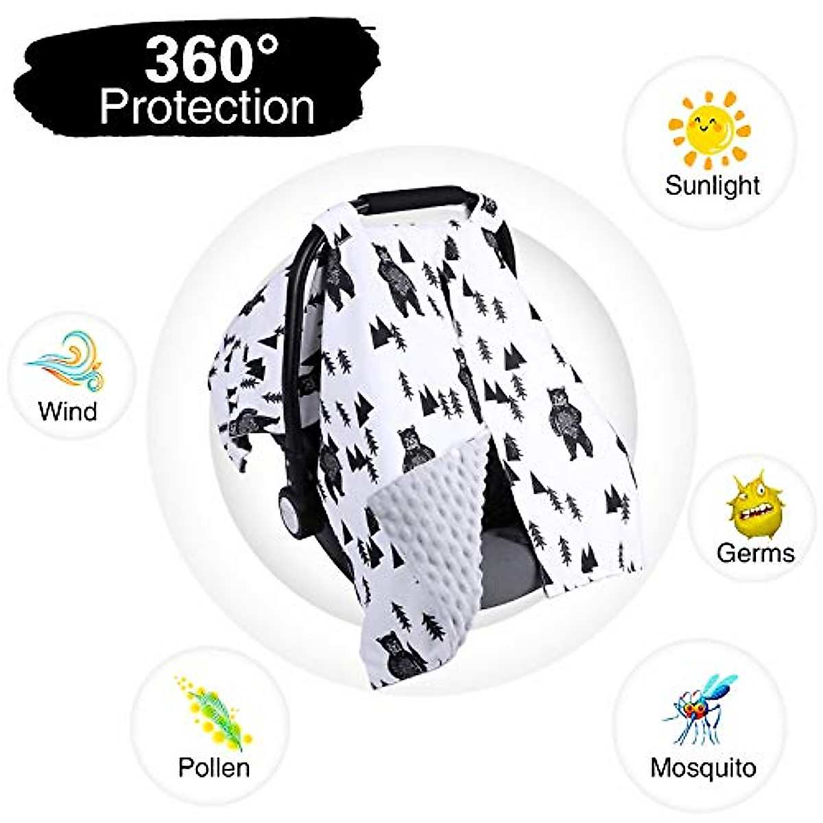 Car Seat Covers for Babies, Breathable Infant Car Seat Cover Baby Car Seat Cover Carseat Canopy with Peekaboo Opening, Newborn Universal Fit Car Seat Cover Baby Essentials for Winter