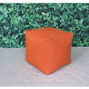 RULU Ottoman Outdoor/Indoor Sunbrella Bean Bag Pouf 19"x19"x18"H Spectrum Cayenne, Rust