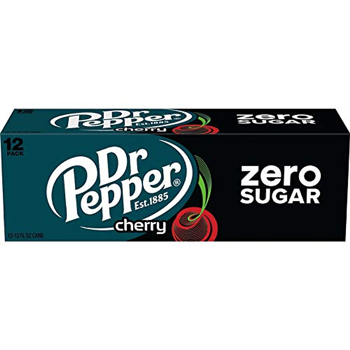 Dr Pepper Cherry Zero Sugar Soda, 12 fl oz cans (Pack of 12)