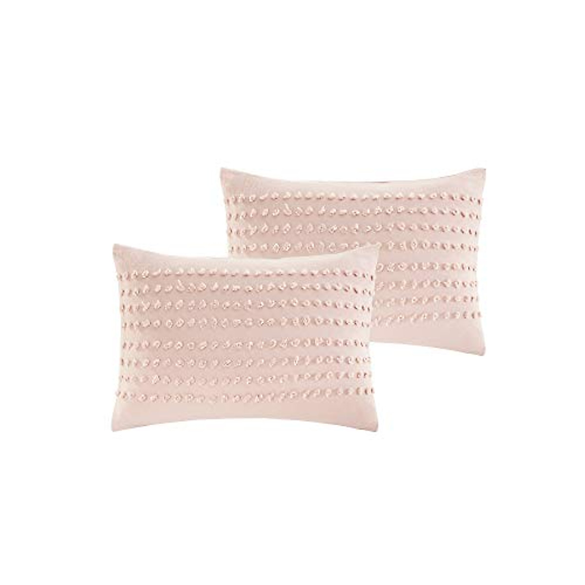 Comfort Spaces 100% Comforter Set Cotton Jacquard Pom Tufts Design Hypoallergenic Down Alternative, All Season Modern Bedding, Matching Shams, Twin/Twin XL, Phillips, Blush