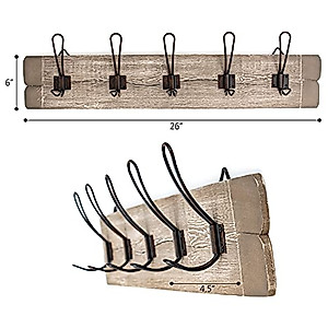 26" Wall Mount Wooden 5 Hook Rack - Vintage Style - by Trademark Innovations