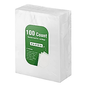 Syntus Vacuum Sealer Bags, 100 Quart 8" x 12" Commercial Grade PreCut Bag, Food Vac Bags for Storage, Meal Prep or Sous Vide
