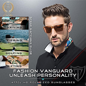 ATTCL Men's Retro Metal Frame Driving Polarized Sunglasses For Men/Women 18587Brown