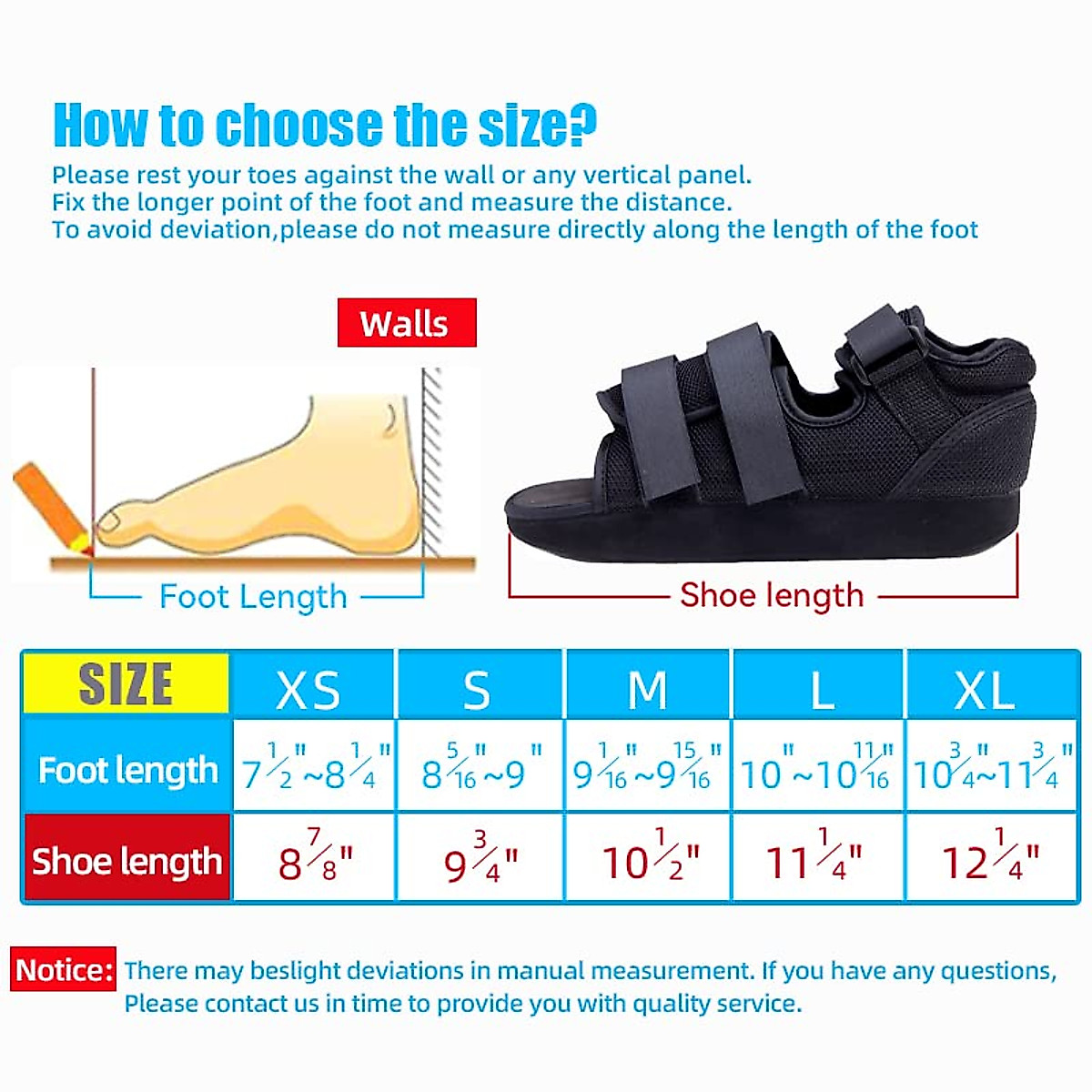 GHORTHOUD Post op Shoes for Broken Toe Medical Walking shoes Cast Foot Brace for Foot Surgery Operation,Fracture or Ulcer（Medium