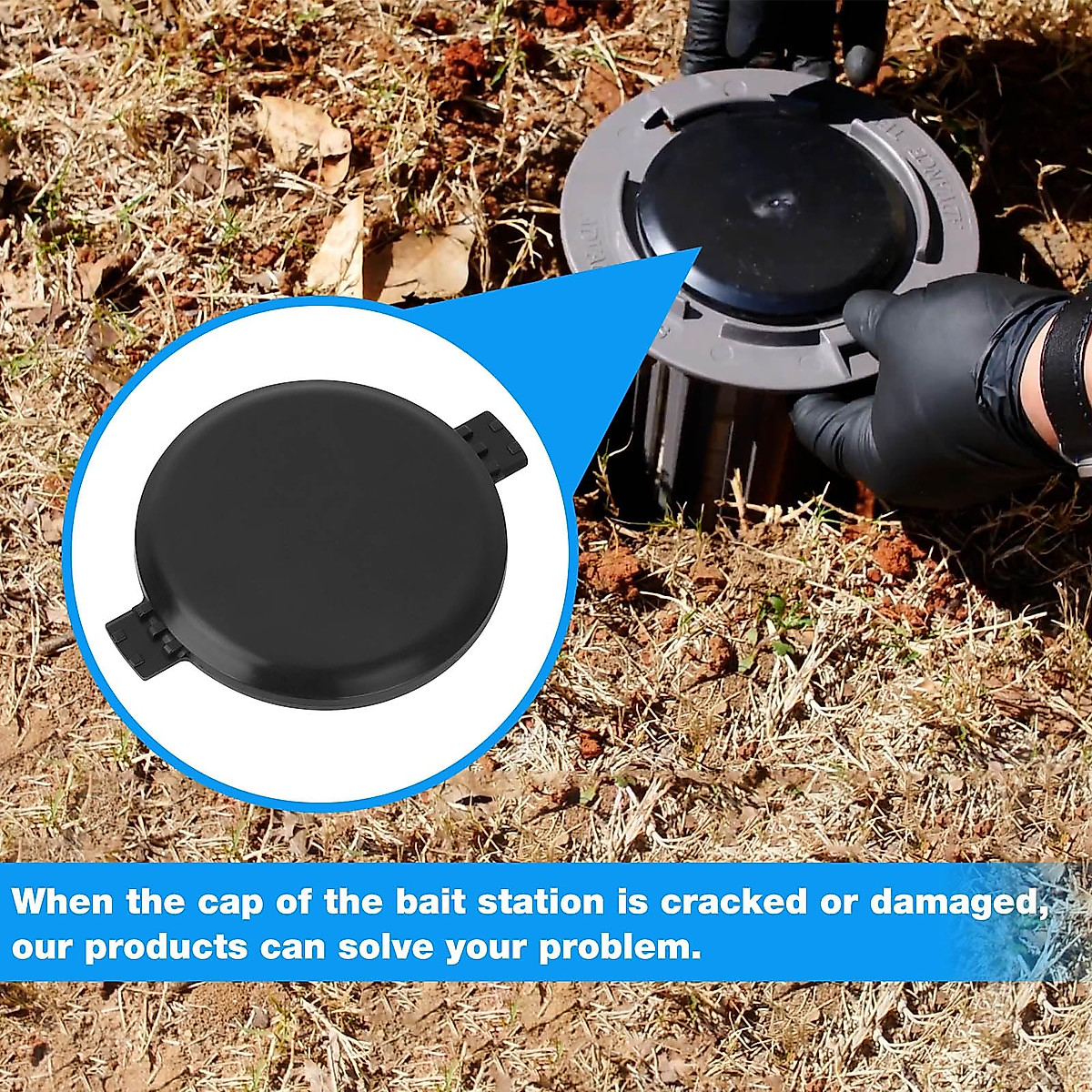 JIOTAR Termi-te Bait Station Replacement Cap/Lid for Advance Termi-te Monitoring Station, Black - 4 Pack