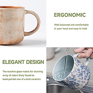 MONITO 12 OZ Coffee Mugs Set of 4, Large Ceramic Coffee Mugs，Modern Coffee Mugs Set with handle for Tea/Latte/Cappuccino/Milk/Cocoa, Funny Tea Cups for Office and Home, Engagement Gifts (12 oz)