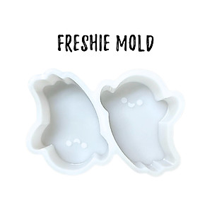 Ghost Vent Clip Car Freshie Silicone Mold | 2 pk 2.5 x 3.5” Cute Ghosts Tray Trendy Spooky Halloween Fall Freshener Heat Tolerant Oven Safe 450 F Boo