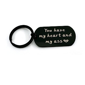 ZAHSY Christmas Gifts for Boyfriend Husband Anniversary Valentines Gifts from Girlfriend Wife You Have My Heart and My Ass Keychain for Boyfriend BF Gifts Husband Birthday Gift