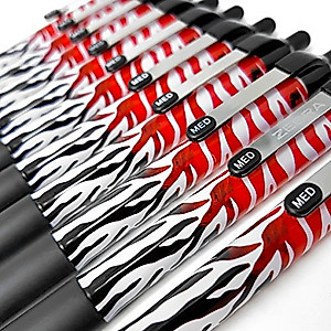 Zebra Z-Grip Smooth - Limited Edition Funky Flame Design - Pack of 10 Black Ink Pens with Matching Pencil Case