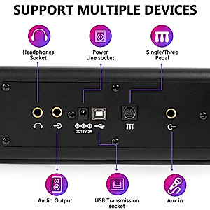 Digital Piano, 88 Key Full Size Velocity-Sensitive Semi-Weighted Keys Portable Electric Piano with Sustain Pedal Power Supply for Beginner/Adults Practice