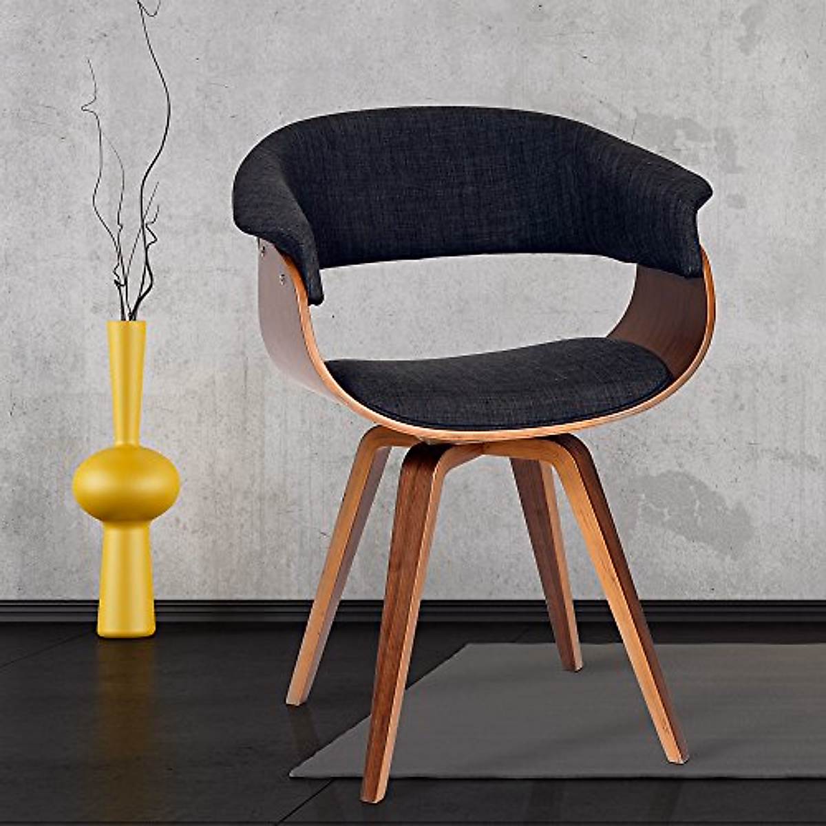Armen Living Summer Chair in Charcoal Fabric and Walnut Wood Finish, 31" x 25" x 22"