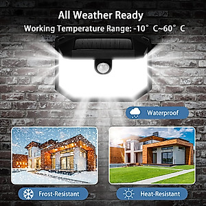 LSTBMPP Solar Lights Outdoor, [178 LED/4 Pack] Solar Motion Lights, 3 Working Modes Solar Powered Lights with 270°Wide Angle IP65 Waterproof Solar Security Wall Lights for Garden Patio Yard