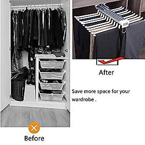 MYOYAY Pull Out Trousers Rack 22 Arms Steel Pull Out Pants Rack Pants Hanger Bar Clothes Organizers for Closet for Space Saving and Storage Maximum Load 33lbs Beige 23.4x18x5.7inch