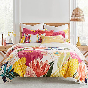 Levtex Home - Grandiflora Duvet Cover Set - King Duvet Cover + Two King Pillow Cases - Multicolor Bold Contemporary Floral - Duvet Cover (106 x 94in.) and Pillow Case (36 x 20in.) - Cotton
