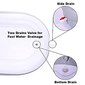 Inflatable Bathtub for adults, 65"×34"×28" Foldable Portable Bathtub, Blow UP Bath Tub with Backrest for Home Spa or Ice Bath(Gray White) (With Pump)