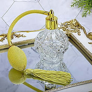H&D Charming Clear Checked Carved Glass Empty Refillable Perfume Bottle with Spray Atomizer