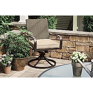 Garden Elements Bellevue Aluminum Woven Back Swivel Rocker, Taupe (Pack of 2)