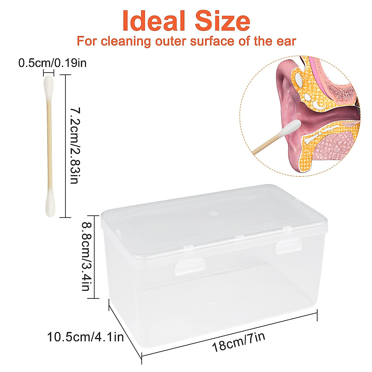 Organic Cotton Swabs 800 Count - Garrelett Natural Bamboo Cotton Buds For Ear - Ear Sticks with A Storage Box Included - Strong 100% Pure Cotton Stick for Arts & Crafts, Daily Cleaning