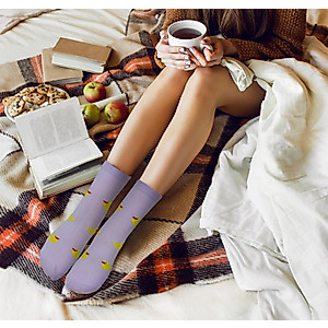 KONY 5 Pack Women's Cute Animal Socks Cotton Cat Dog Duck Patterned Novelty Fun Crew Socks Gift Size 6-9 (Ducks)