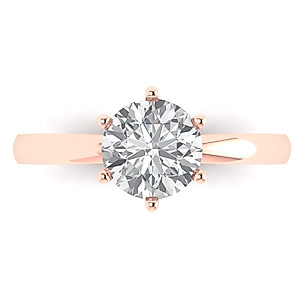 1.5 Ct Brilliant Round Cut Clear Simulated Diamond 14K Rose Gold Solitaire Engagement Promise Bridal Ring Size 10